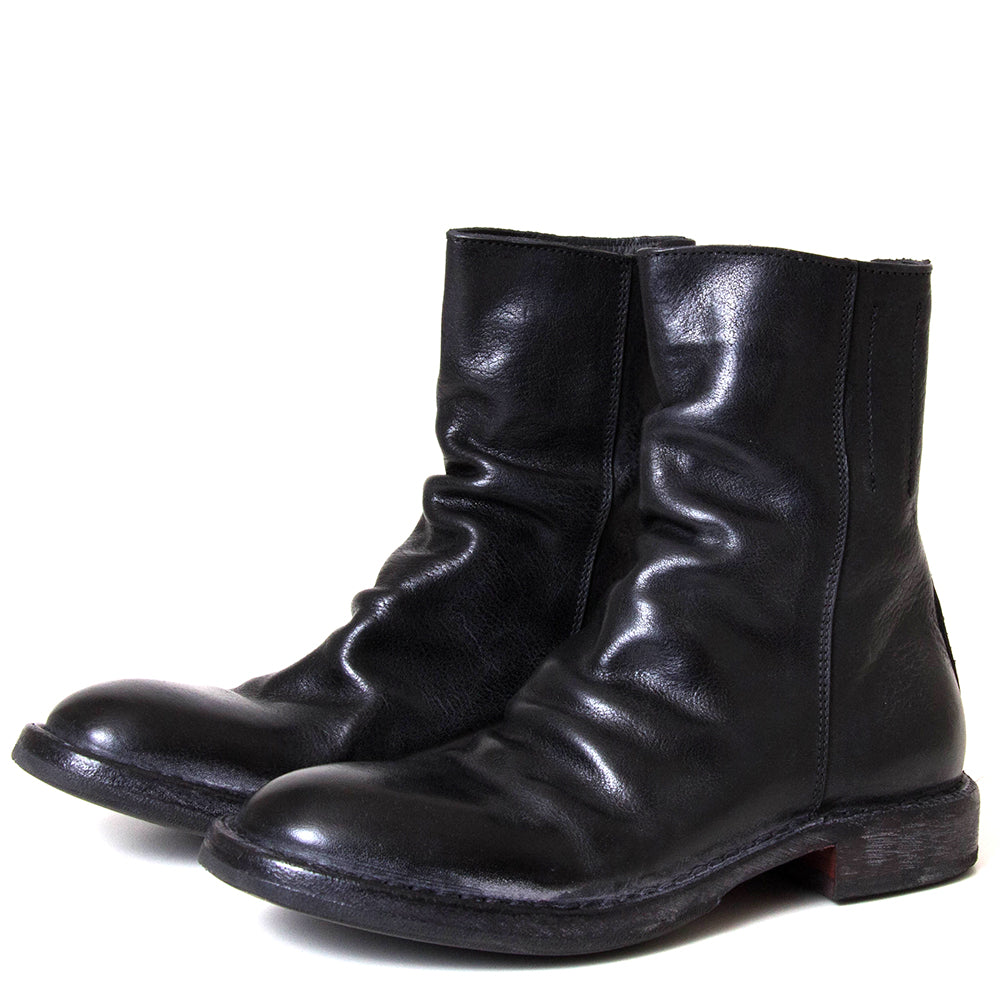 Moma 78401C-CU. Women's Italian black leather back zipper ankle boot ...