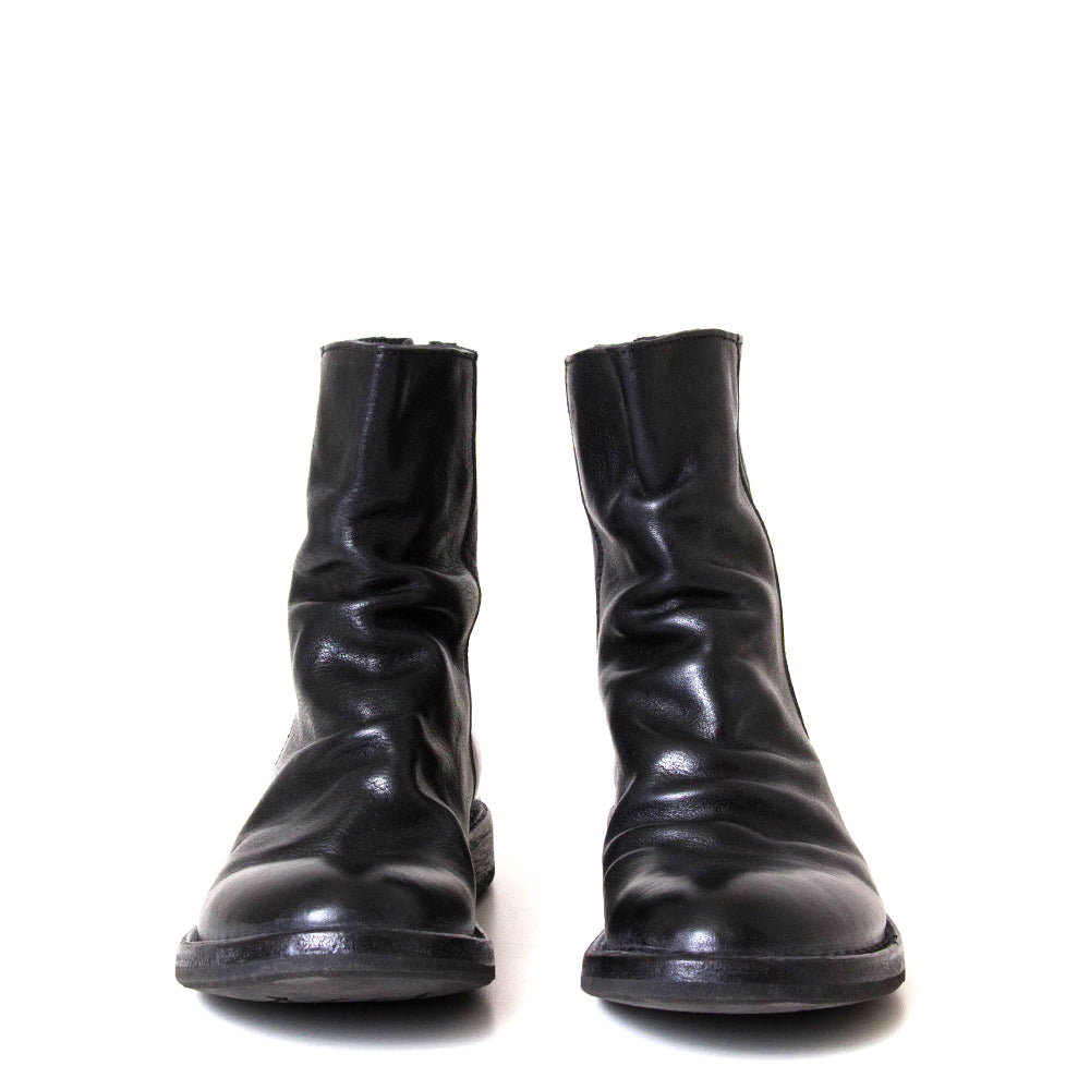 Moma 78401C-CU. Women's Italian black leather back zipper ankle boot ...