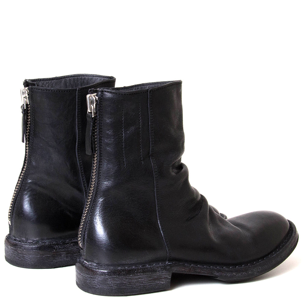 Moma 78401C-CU. Women's Italian black leather back zipper ankle boot ...