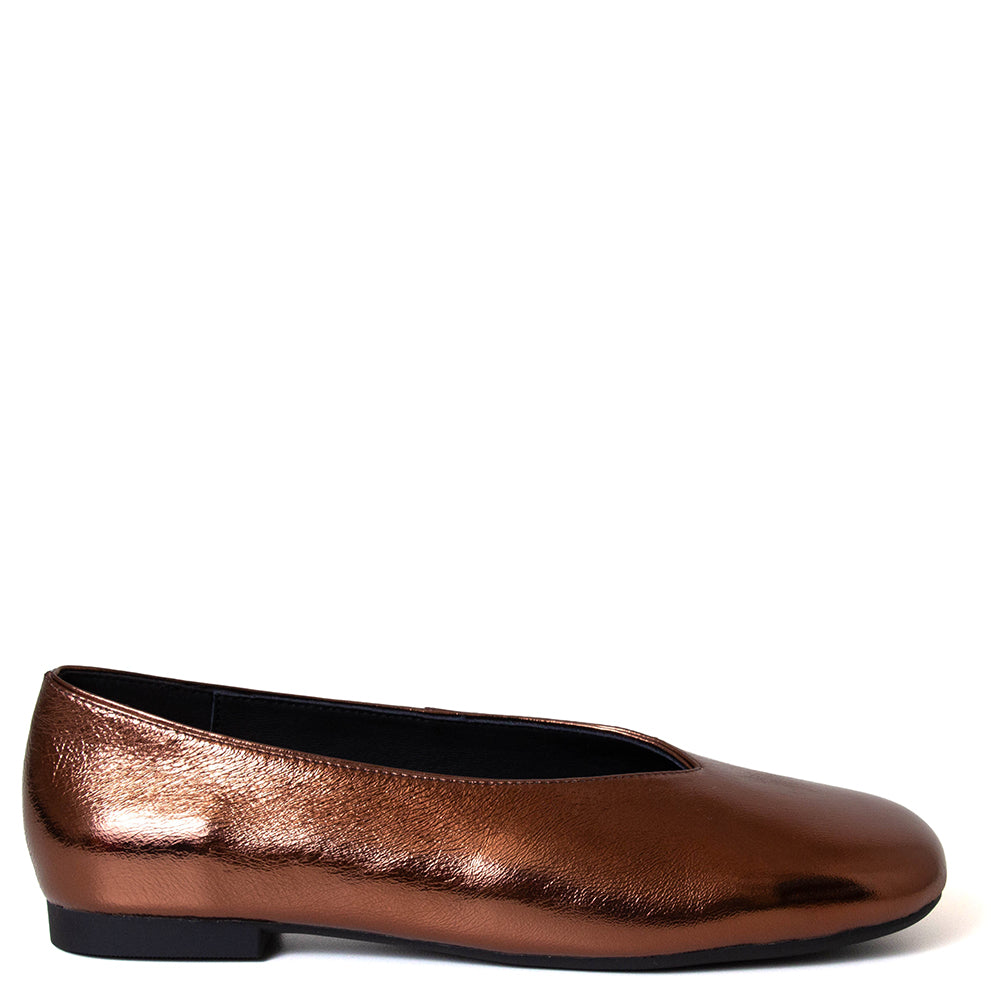 OA non-fashion Piping Ballerina Metallica in Bronze – Bulo