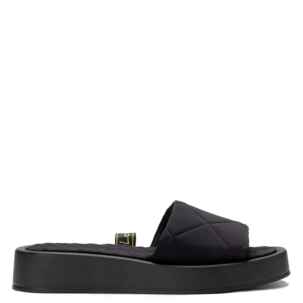 Lemare Bichi. Low platform slide/sandal in black fabric. Made in Italy ...